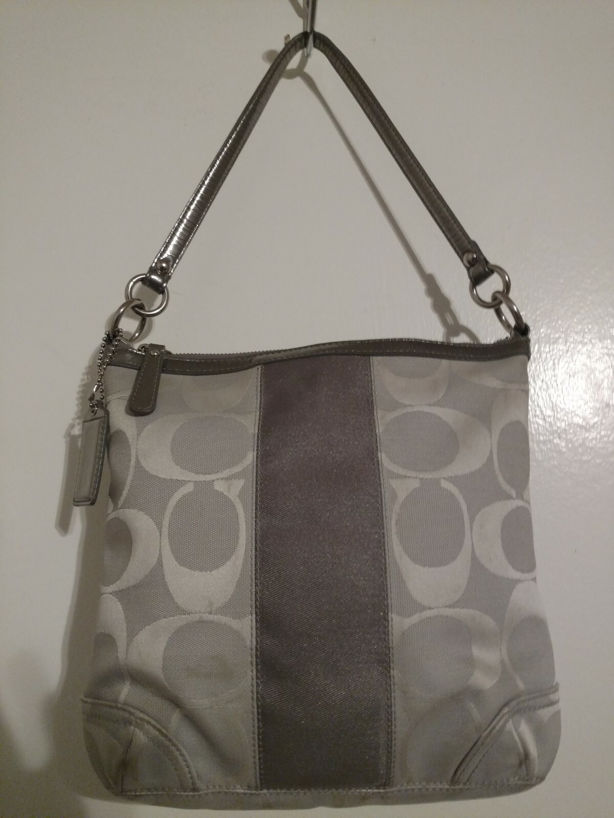 Silver & Grey Coach Signature Purse with Certificate … - Gem