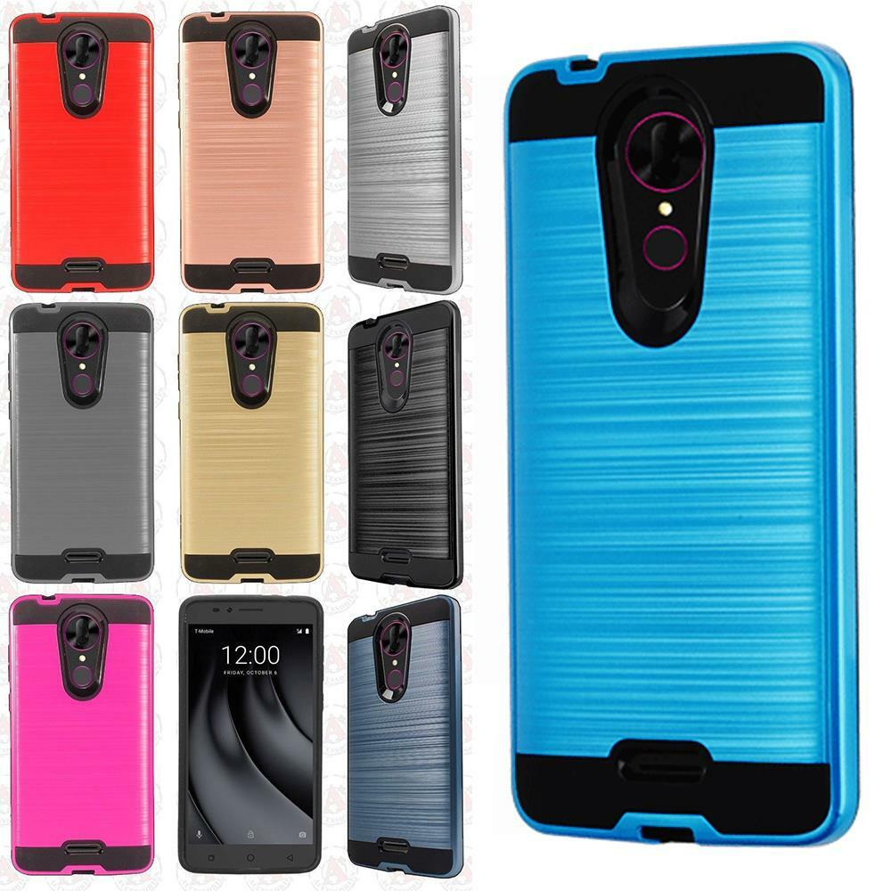 For TMOBILE REVVL PLUS (6 inch) Case Hybrid Brushed Metal Phone Cover ...