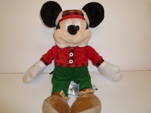 Disney Store Lumberjack Mickey Mouse Plush 17" Christmas Stuffed Animal ...