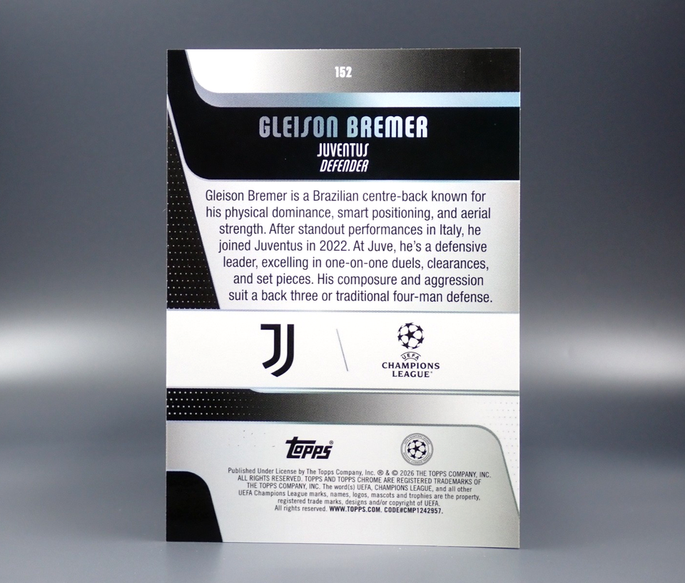 2025-26 Topps Chrome UEFA Club Competitions Gleison Bremer Teal ...