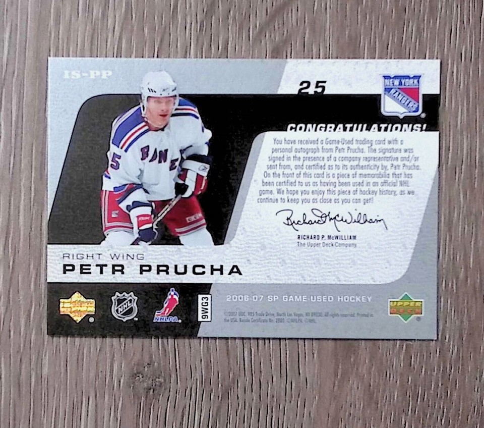 Petr Prucha Rangers 2006-07 SP Game Used Inked Sweaters Auto Patch #'d ...