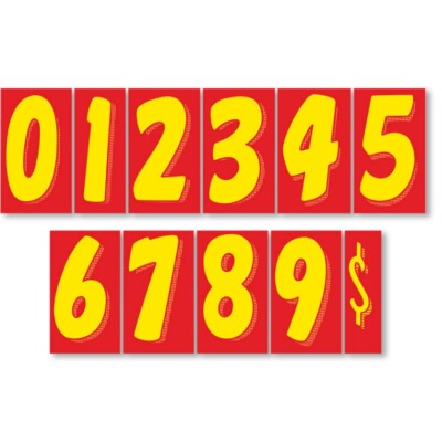 Red-Yellow Peel and Stick Promo Numbers 7.5in (12) | eBay