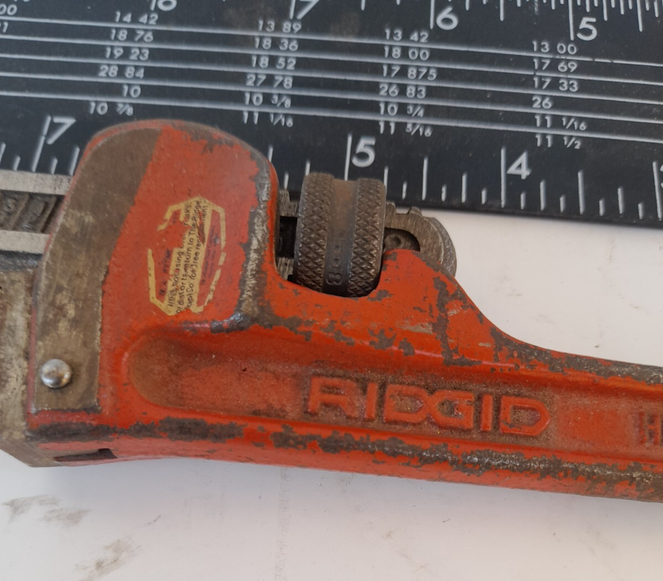 RIDGID 8 Inch Pipe Wrench The Ridge Tool Co. Elyria Ohio USA | eBay