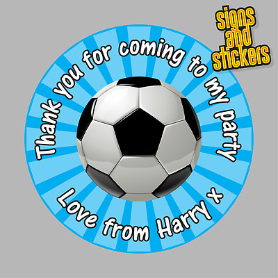 40 Personalised Football Party Stickers Bag Seals Invites foot ball ...