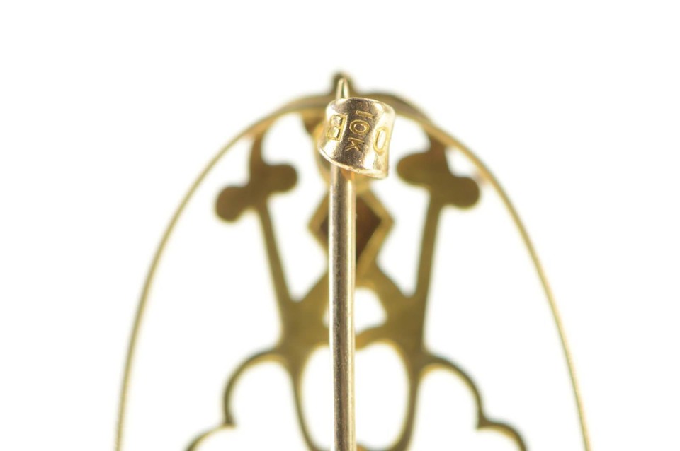 10K Victorian Amethyst Seed Pearl Oval Filigree Pin/Brooch Yellow Gold ...