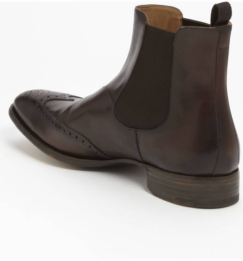 Handmade Men Brown Chelsea Leather Boot, Men Wingtip Brogue Chelsea ...