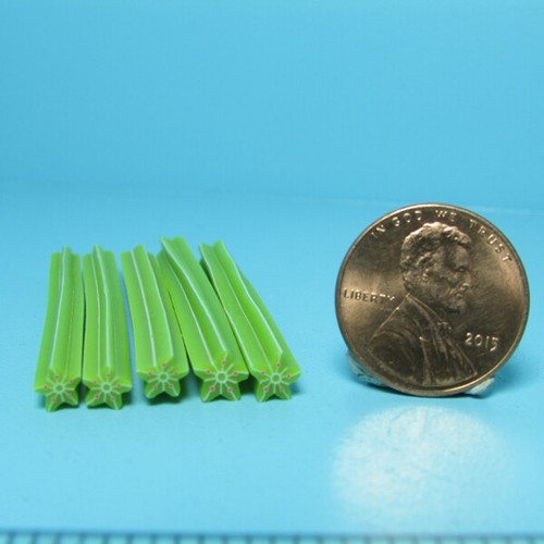 Dollhouse Miniature Green Star Fruit Polymer Clay Canes - Set of 5 | eBay