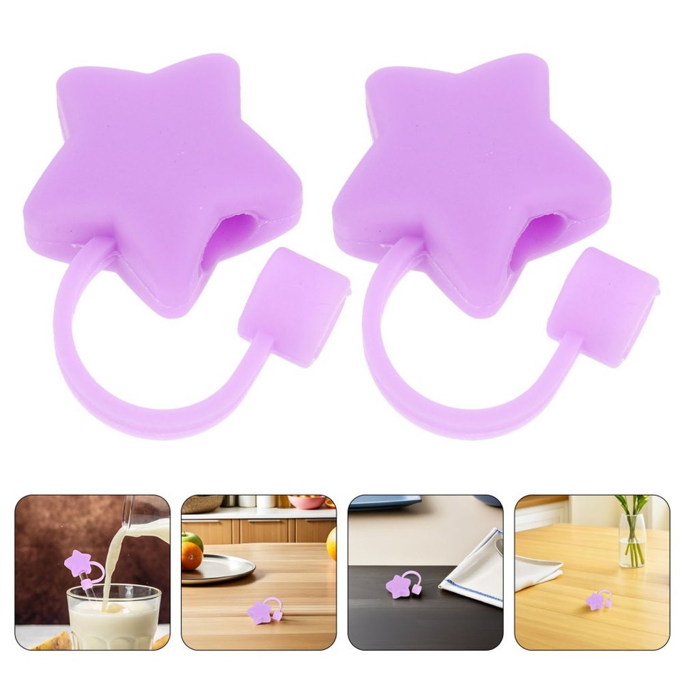 10pcs Reusable Silicone Straw Covers, Star Shape Tip Protectors for 6 ...
