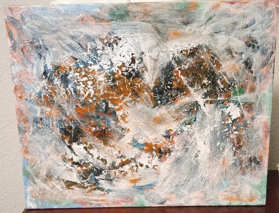 Original Abstract Art Acrylic Painting on Canvas Panel 8x10 "Fire and ...