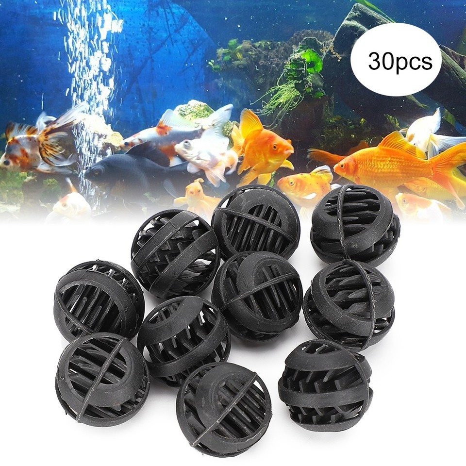 30PCS Plastic Black Aquarium Fish Tanks Filter Biochemical Ball For ...