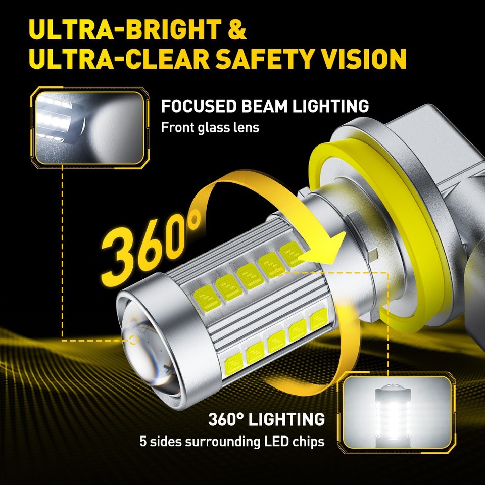 H11 H8 LED Conversion Kit Fog Light Bulb Lamp Super Bright 6500K White ...