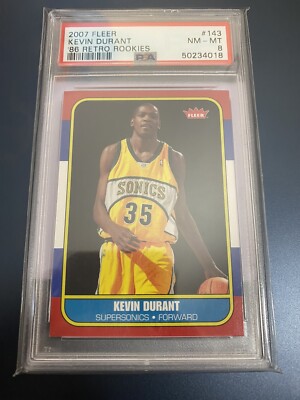 2007 Fleer 86 Kevin Durant ROOKIE RC #143 PSA 8 NM-MT Supersonics Super ...