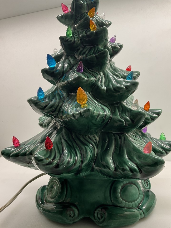 Atlantic Mold Ceramic Christmas Tree with Base! 16” Green Vintage | eBay
