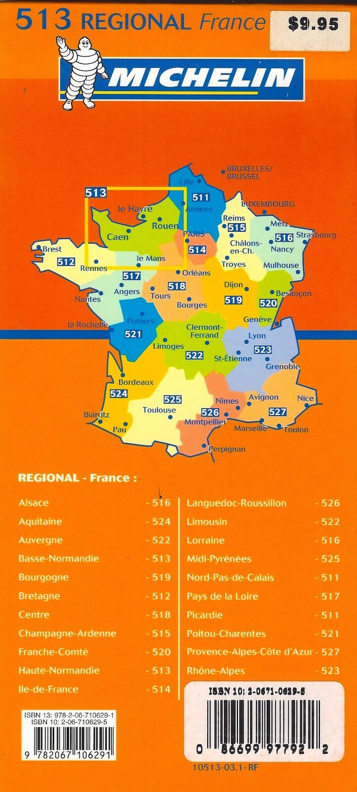 Map of Normandy, France, Michelin Map #513 | eBay