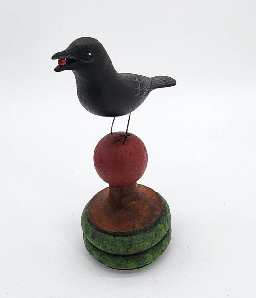 Vtg M.K. Manfred Scheel Wood Carved CROW Blackbird PA Dutch Style Folk ...