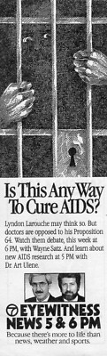 1984 LOS ANGELES TV NEWS AD DR. ART ULENE & WAYNE SATZ REPORTS on AIDS ...