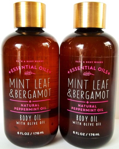 Bath Body Works Essential Oils MINT LEAF & BERGAMOT Body Oil, 6 fl oz ...