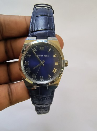 Michael Kors Channing Blue Dial Blue Leather Strap Men's Watch MK 2355 ...