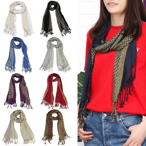 Sequined Pure color Gold Thread Scarves Muslim Scarf Neckerchief Winter ...