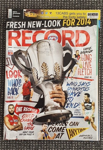 🔶️ROUND 1 2014 AFL FOOTBALL FOOTY RECORD MAGAZINE VINTAGE VFL BUDDY ...