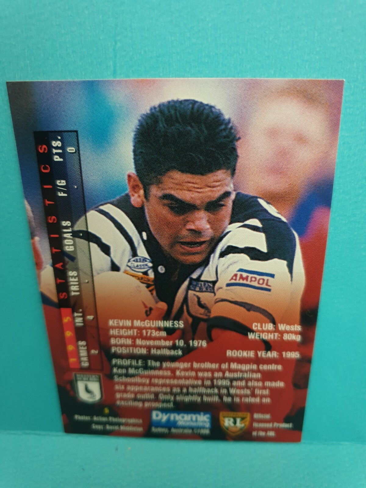 Kevin McGuinness🏆1996 Dynamic #5 Series 1 Rugby League NRL Card 🏆FREE ...