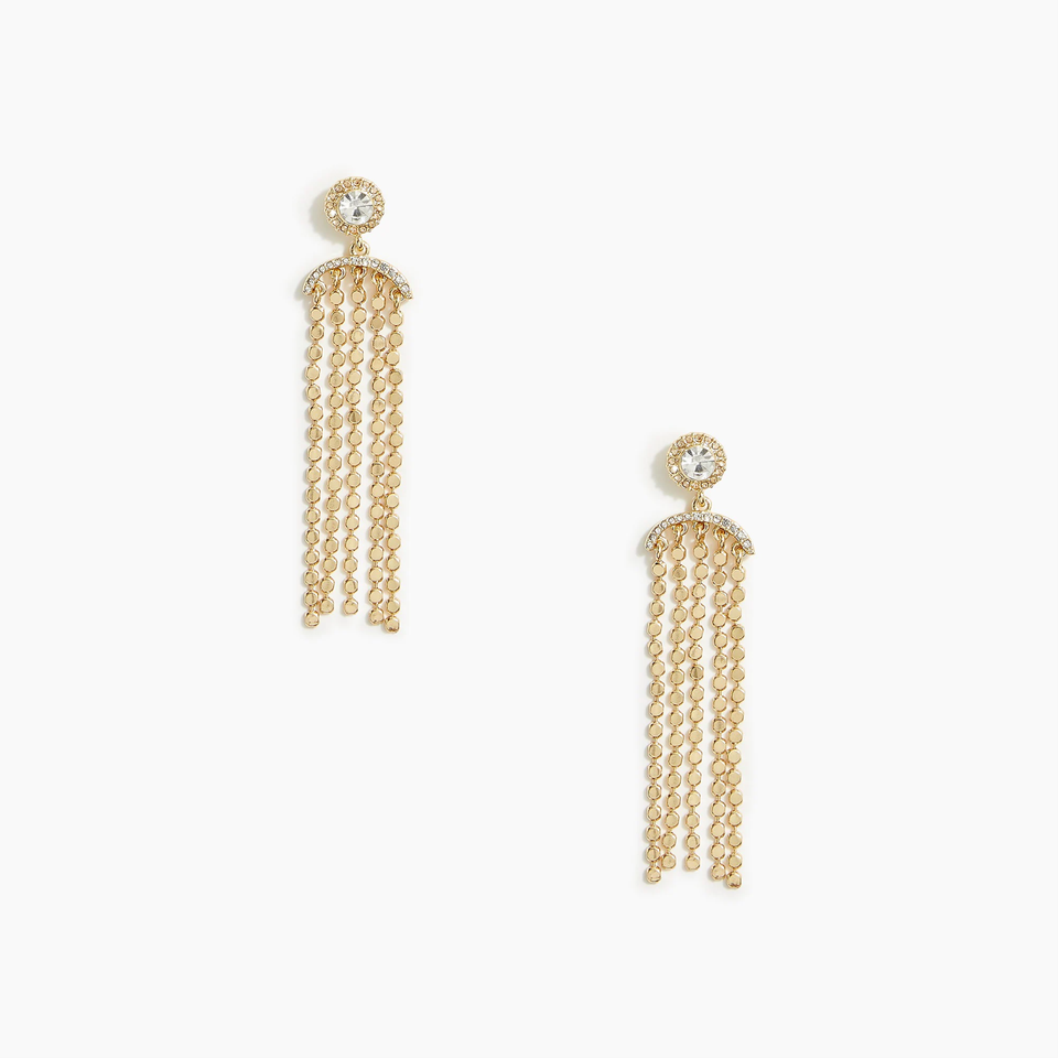 NWT J.CREW ️ GOLD CRYSTAL WATERFALL DROP STATEMENT EARRINGS W/J.CREW ...