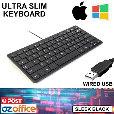 PREMIUM Ultra Slim USB Keyboard BLACK Wired Computer Mini Keyboard for ...