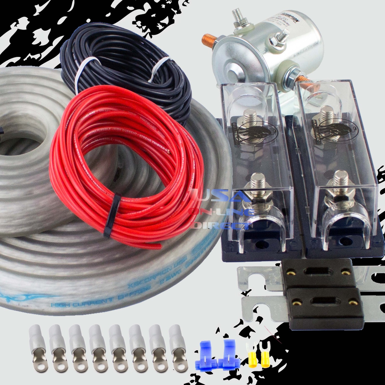 200 AMP HEAVY DUTY DUAL AUXILIARY BATTERY ISOLATOR 2 AWG COPPER KIT W ...