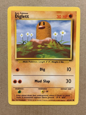 Diglett 47/102 Base Set - Common Pokemon Card - NM/Mint | eBay