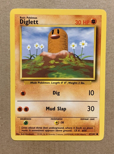 Diglett 47/102 Base Set - Common Pokemon Card - NM/Mint | eBay