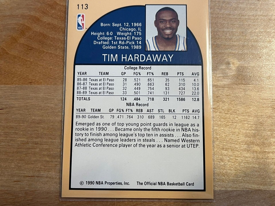 1990 NBA Hoops Tim Hardaway ROOKIE ERROR CARD (BD) | eBay