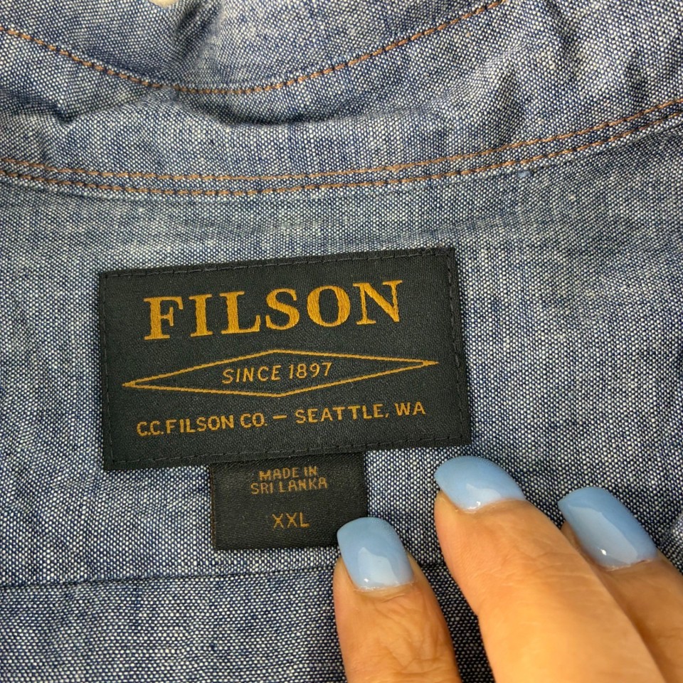 Filson CPO Shirt Rinsed Indigo Chambray Triple Stitch Work Shirt Long ...