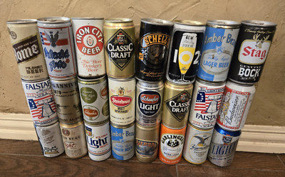 24 VINTAGE 12 OZ BEER CANS PULL TAB STA TAB - NICE MIXED LOT | eBay