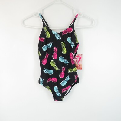 Kanu Surf Girls' Pineapple One Piece Black Swimsuit 12 NWT $33 | eBay