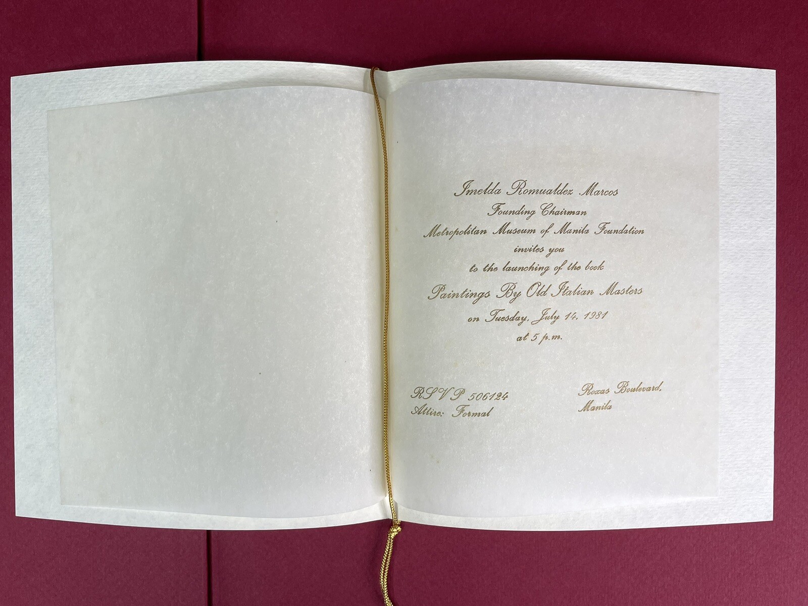 Imelda Marcos Signed 1981 Book w/ Original Book Signing Invitation ...
