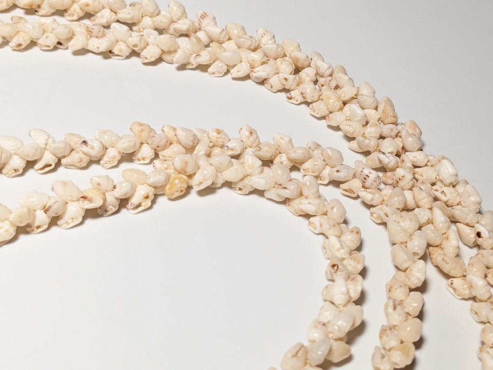 Vintage Ni'ihau Shell Lei Pikake Necklace Long 2 Strand momi shells | eBay