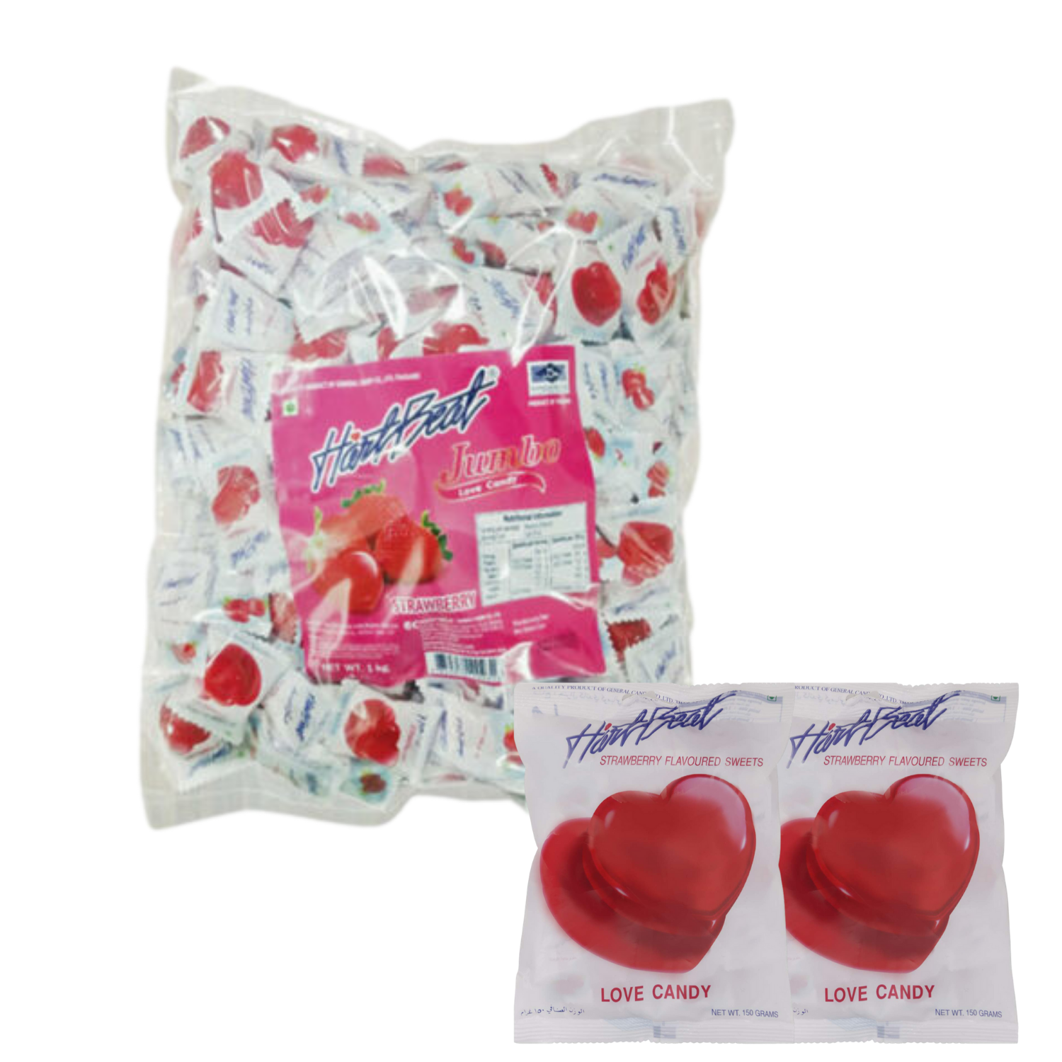 Heartbeat Jumbo Love Candy x 166 Strawberry Flavour 1kg Wedding ...