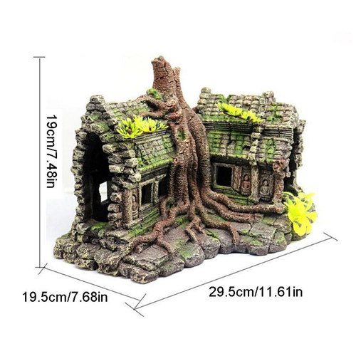 Resin Imitation Wooden Root House Ruins Aquarium Ornament Fish Tank ...