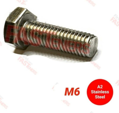 M6 - 6mm Bolt Screw Hex Fully Threaded Stainless Steel A2-70 (304) | eBay