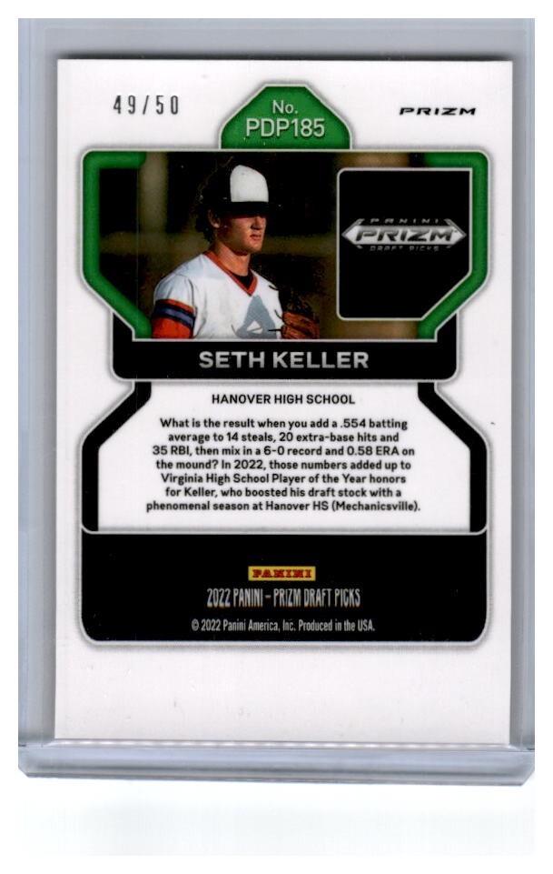 Seth Keller Auto #49/50 2022 Panini Prizm Draft Picks Braves | eBay