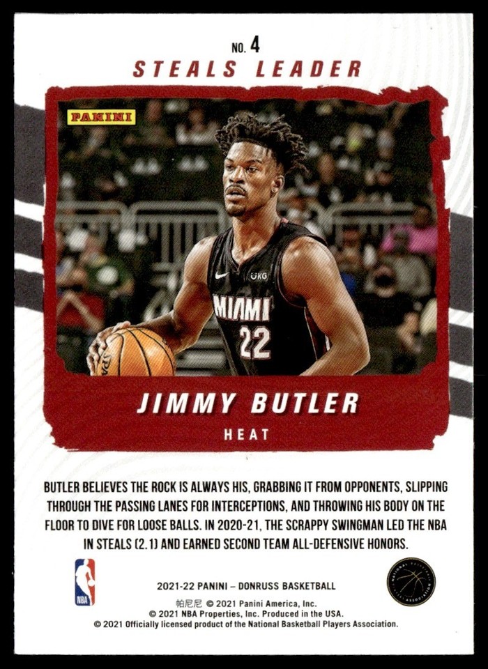 2021-22 Donruss Production Line Jimmy Butler Miami Heat #4 | eBay
