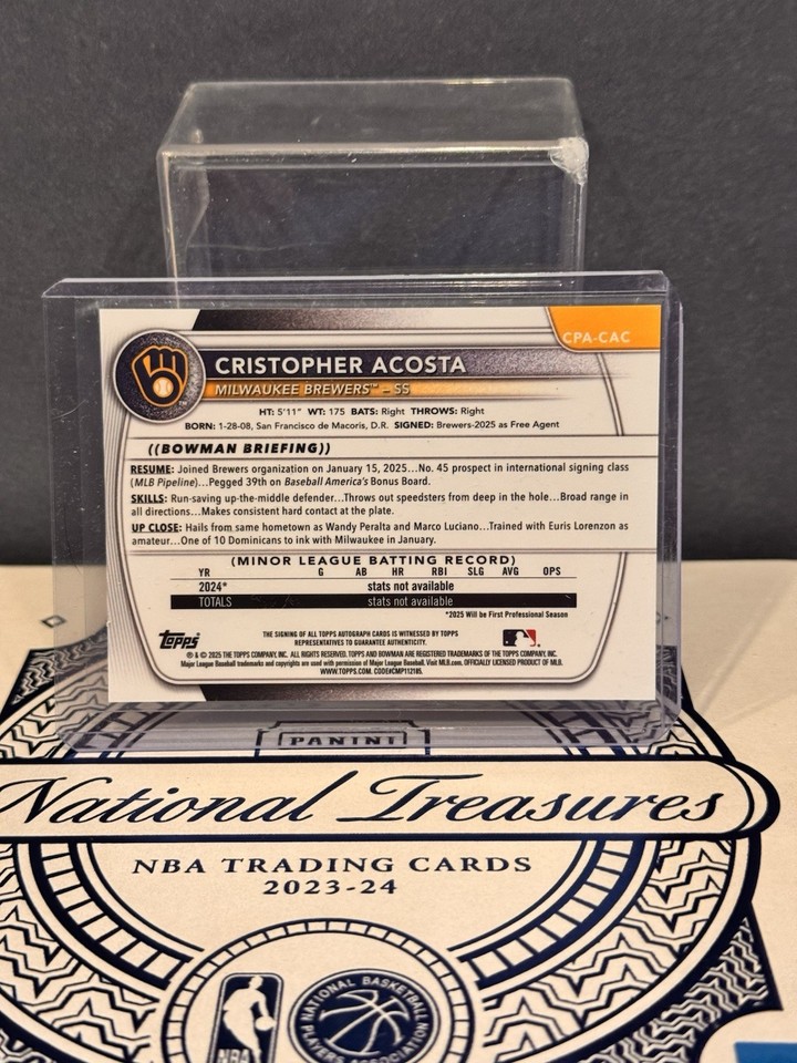 2025 Bowman Chrome Christopher Acosta 1st Auto #CPA-CAC - Brewers | eBay