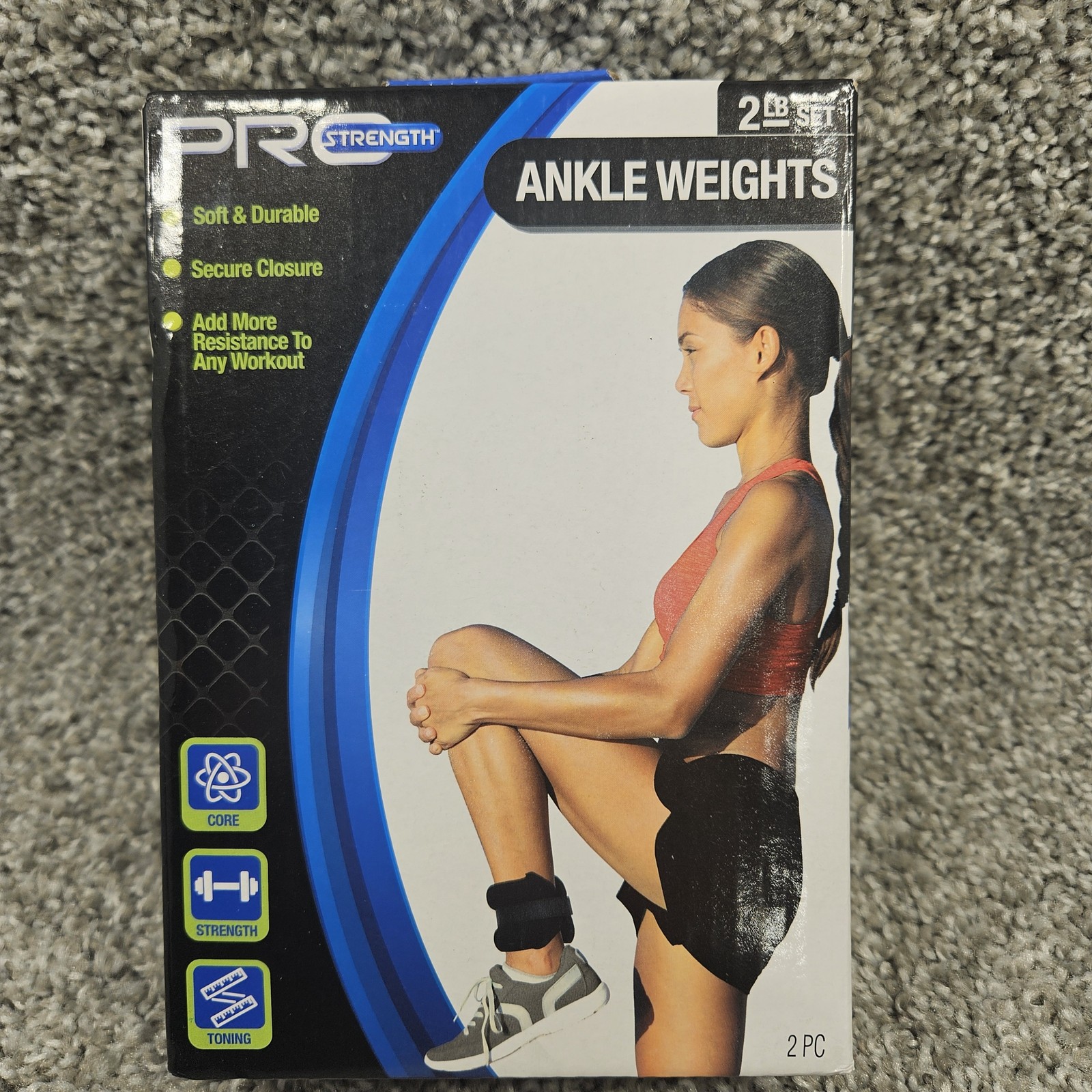 Pro Strength 2 lb Ankle Weights Set Adjustable Resistance for Workouts