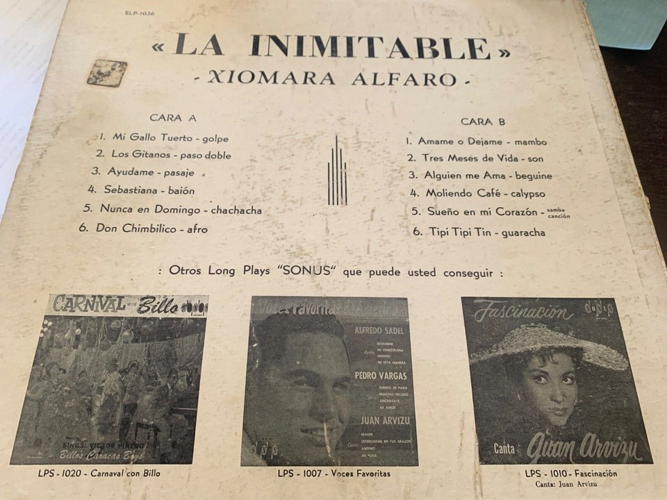 Xiomara Alfaro - La inimitable. Sonus, LPS-1036, very rare. Good and ...