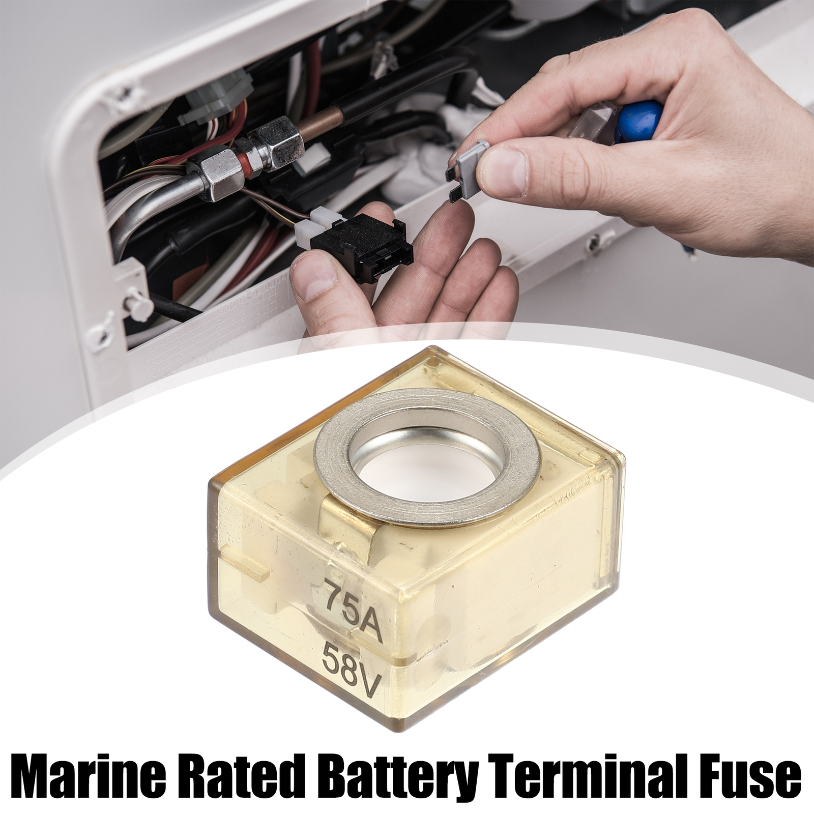 Waterproof 75A Marine Rated Battery Fuse Terminal Fuse Only 58V Maximum ...