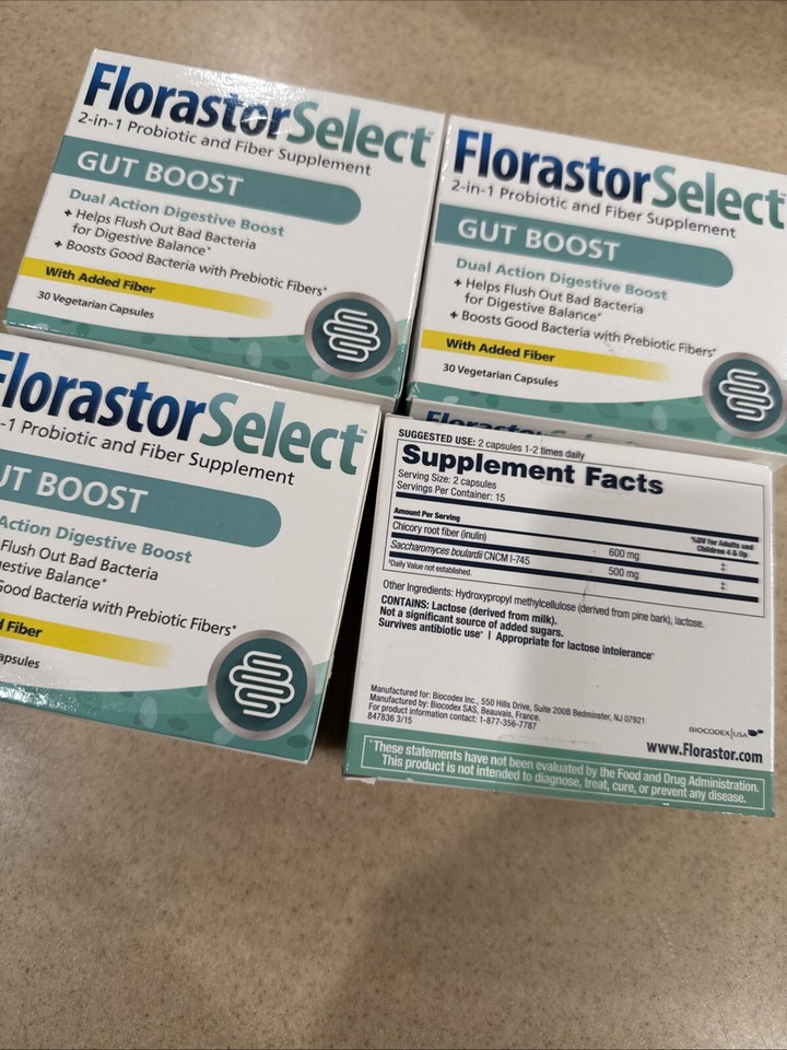 T Lot 4!! Florastor Select Gut Boost Daily Probiotic Men & Women 30 ...