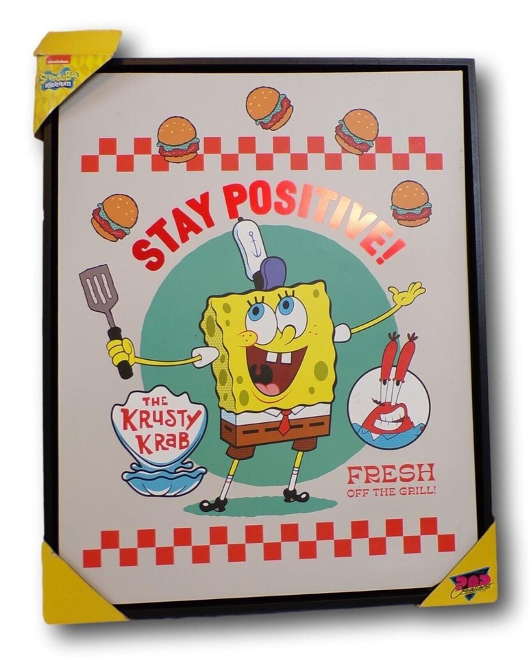 Spongebob Stay Positive Framed Art Poster Krusty Krab - NEW | eBay