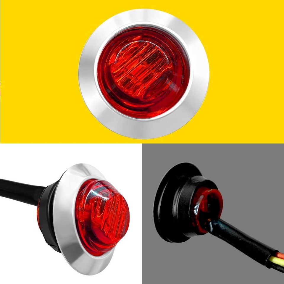 10pcs Red Side Marker Truck Trailer Lights Mini 3 LED Bullet Light ...