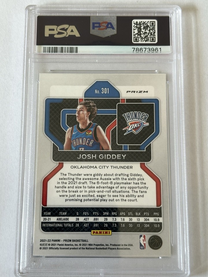 2021 Prizm Josh Giddey RC Green Ice SP PSA 8 Thunder Bulls | eBay