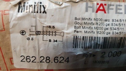 Hafele Connecting Minifix Bolts Screws M200 45 mm Long 2000pcs kitchen ...